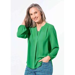 GOLDNER Kurzgr&ouml;&szlig;e: Bluse mit Tunika Ausschnitt in gr&uuml;n | Gr.: 25