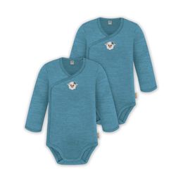 Normani Outdoor Sports 2er Pack Doppelpack Baby-Body Merino Wickelbody in Blau | Gr.: 68