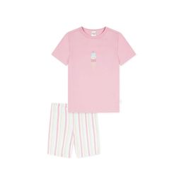 Schiesser Pyjama in Rosa/Wei&szlig; | Gr.: 140