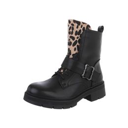 Ital-Design High Heel in Schwarz und Leo | Gr.: 39