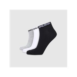 Smilodox Unisex Sneakersocken 3er Pack in Schwarz / Grau / Weiß | Gr.: 43-46