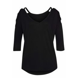 Lascana 3/4-Arm-Shirt in schwarz | Gr.: 36-38