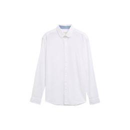 Tom Tailor Herren Regular Fit Hemd mit Logo-Stickerei, weiß, Uni, Gr. XXL