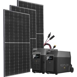 EcoFlow Solaranlage &raquo;Delta Pro Powerstation mit 3 x 415W Gerahmtes Solarmodul&laquo; mit 3, 6kWh Zusatzbatterie, Plug and play schwarz 1-seitig aufgebaut