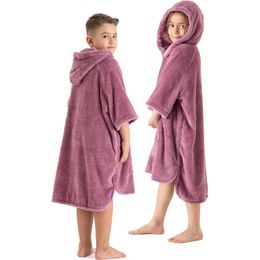 my home Badeponcho »Lillou, für Kinder, ideal für Urlaub oder im Schwimmbad« 1 Stk. tlg., weich und kuschelig, Fleece, plüsch, Surfponcho mauve...