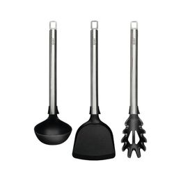 Feinkost Käfer KÄFER Kochbesteck-Set »Edelstahl Küchenhelfer« 3-tlg. Set aus Edelstahl & Silikon, hitzebeständig, ergonomisch silberfarben, schwarz