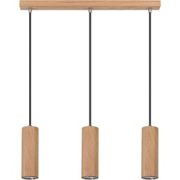 Spot-Light SPOT LIGHT Pendelleuchte »PIPE« GU10 Warmweiß Hängeleuchte, Naturprodukt aus Eichenholz, LED wechselbar eichefarben/holzfarben