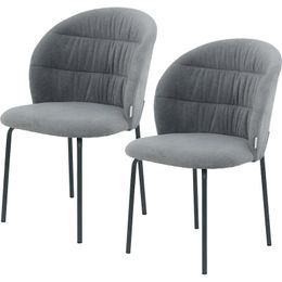 Tom Tailor HOME 4-Fußstuhl »LEAF CHAIR« (Set) 2 Stk. Chenille 4-Fußgestell, Raffung in der Rückenlehne Concrete Grey/Black + Black 0