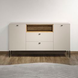Places of Style Sideboard »San Pedro« 1 Stk. tlg. Kommode mit Softclose-Funktion - (B/T/H) 154/42/85 cm Kaschmir und Eiche