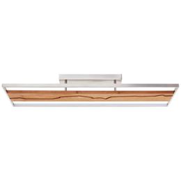 Brilliant LED Deckenleuchte »Thunder« 1 Stk. Warmweiß 100 x 30cm, 6000lm, 3000K, 3-Stufen dimmbar, Holz/Metall, nickelfarben nickelfarben matt/holz...