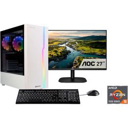 Captiva Gaming-PC-Komplettsystem »Advanced Gaming R91-393 TFT Bundle« 27 ′′ AMD Ryzen 5 GeForce RTX 4060 16 GB RAM 1.000 GB SSD weiss Windows 11...