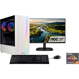 Captiva Gaming-PC-Komplettsystem »Advanced Gaming R91-373 TFT Bundle« 27 ′′ AMD Ryzen 5 GeForce RTX 4060 32 GB RAM 1.000 GB SSD weiß Windows 11 Home..