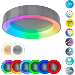 Näve NÄVE LED Deckenleuchte »Multo« 1 Stk. Neutralweiß RGB Warmweiß Nachtlicht-, Memoryfunktion, CCT, Rainbowfarben, Fernbedien., dimmbar silberfarben