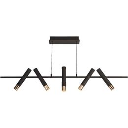 Searchlight LED-H&auml;ngeleuchte &raquo;H&auml;ngeleuchte Cylinder, 5-flammig&laquo; LED-Modul 1 Stk. Warmwei&szlig; Elegante Optik Sandschwarz und Gold