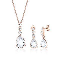 Elli Premium Schmuckset &raquo;Tropfen Wei&szlig; 925 Silber, mit Kristallen von Swarovski &laquo; () Rosegold onesize Fantastisches Schmuckset f&uuml;r Damen