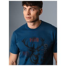 TRIGEMA T-Shirt »T-Shirt in Öko-Qualität mit Hirsch-Motiv« 1 Stk. tlg. saphir-C2C 3XL 3XL BIO DELUXE-Single-Jersey