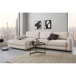 Places of Style Ecksofa »Bloomfield, bequem und elegant, OTTOs Choice, Breite 303cm, L-Form« wahlweise mit Bettfunktion und Bettkasten beige