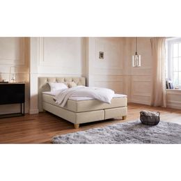 Home Affaire Boxspringbett »Harmones« in 3 Breiten, Härtegrad auch im Mix mit je 1 Matratze in H2 und H3 beige