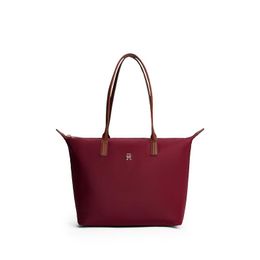 Tommy Hilfiger Tragetasche »POPETTE TOTE«, Damen Schultertasche mit kontrastfarbigen Henkeln dunkelrot