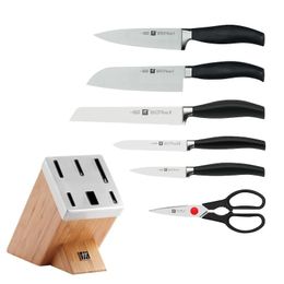 Zwilling Messerblock »***** FIVE STAR« 7 Stk. Selbstschärfender Messerblock, inkl. 5 Messer + Schere, Bambus natur
