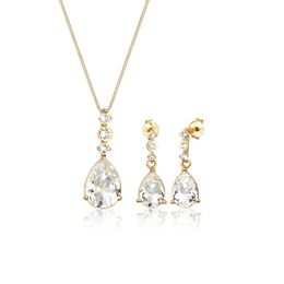 Elli Premium Schmuckset &raquo;Tropfen Wei&szlig; 925 Silber, mit Kristallen von Swarovski &laquo; () Gold onesize Fantastisches Schmuckset f&uuml;r Damen