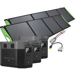 EcoFlow Solaranlage &raquo;Delta Max 2000 + 2 x 200W Offgridtec Hardcover Solartasche&laquo; mit 2x Erweiterungsakku 2016Wh, Plug and play schwarz 4-seitig...