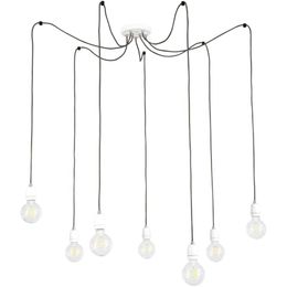 BRITOP LIGHTING Pendelleuchte &raquo;PORCIA SPIDER&laquo; E27 H&auml;ngeleuchte, Retro-Design mit Porzellan, Textilkabel in Anthrazit wei&szlig;/anthrazit/chromfarben