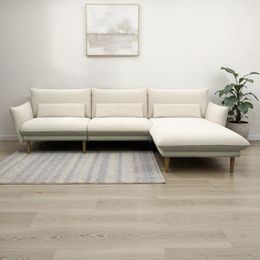 DOMO collection Ecksofa »Leuven modern mit schmalen Armlehnen, Breite 282 cm, L-Form« angenehm feste Polsterung, bodenfrei, 19 cm hohe Holzfüße creme