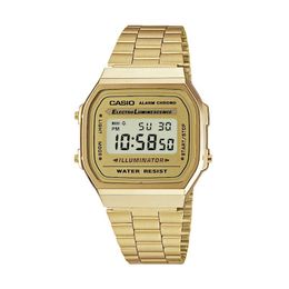CASIO VINTAGE Chronograph Quarzuhr, Armbanduhr, Damenuhr, Herrenuhr, Digitaluhr, Edelstahlarmband goldfarben-goldfarben Aktueller Chronograph für...
