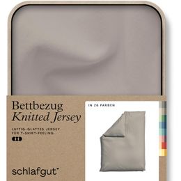 Schlafgut Bettbezug »Knitted Jersey uni, aus Bio-Baumwolle mit Elasthan, Reißverschluss« bügelfrei, Mix & Match Bettwäsche: passender Kissenbezug...