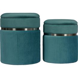 Kayoom Polstergarnitur »Hocker Zora 325 2er-Set, samtweicher Stoffbezug, runde elegante Form« Set, Hocker 1: B 36 /H 44/ T36 cm Hocker 2: B 31, 5...