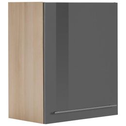 Optifit Hängeschrank »Bern« Breite 60 cm, 70 cm hoch, mit 1 Tür, mit Metallgriff grau Hochglanz/akaziefarben 0