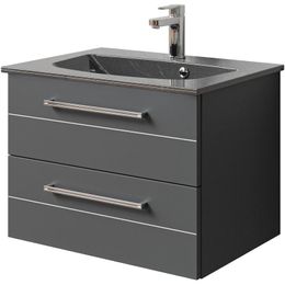 Waschtisch &raquo;Serie 6025 Mineralmarmor-Waschtisch mit Unterschrank, 67 cm breit&laquo; 2 Stk. tlg. Waschplatz mit 2 Schubladen, h&auml;ngend, verschiedene 