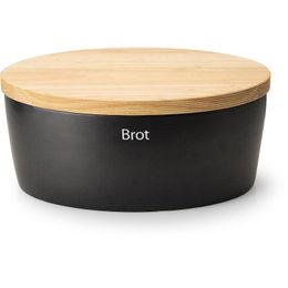 CONTINENTA Brotkasten 1 Stk. tlg. Brottopf, mit Holzdeckel, auch als Brotschneidbrett nutzbar Schwarz