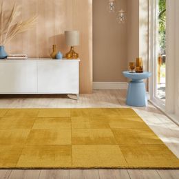 FLAIR RUGS Wollteppich »Demi Woll« rechteckig 10 mm Höhe 100% Wolle, Wohnzimmer, Schlafzimmer, Esszimmer, handgetuftet, uni gelb Obermaterial: 100%...