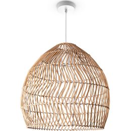 Paco Home Pendelleuchte »ORNA« E27 Pendellampe Rattan Korb Boho Modern Esszimmerlampe Natur Vintage E27 Weiß 0