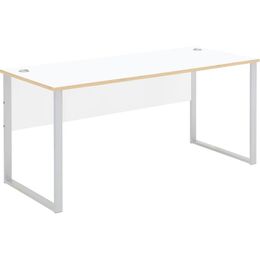Innostyle Schreibtisch »Memphis Schreibtisch, 170x77x73cm (B/H/T)« 1 Stk. tlg. ABS-Kantenschutz, Soft Touch Oberfläche weiß/ Artisan Eiche + silber...