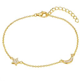 Rafaela Donata Gliederarmband »RD483« aus Sterling Silber gelbgold + weiß none Damen Armband mit Mond und Stern