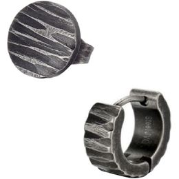 Firetti Ohrring-Set »Multipack Schmuck Geschenk Edelstahl Ohrschmuck Ohrringe Crag Fels« antikfarben-schwarz Markant gestaltetes Ohrring-Set mit...