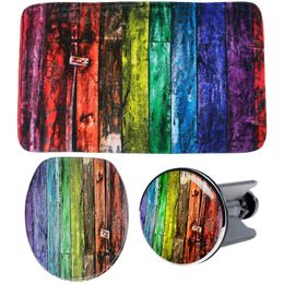 Sanilo Badaccessoire-Set »Rainbow« bestehend aus WC-Sitz, Badteppich und Waschbeckenstöpsel bunt