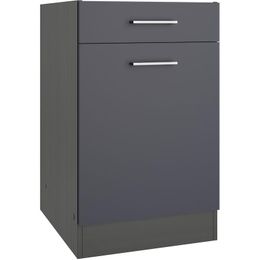 KOCHSTATION Unterschrank &raquo;KS-Milan&laquo; Unterschrank 50 cm, matte oder hochgl&auml;nzende Fronten grau Spanplatte