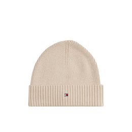 Tommy Hilfiger Strickmütze »TH FLAG PIMA COTTON BEANIE« Beanie mit Logostickerei, mit Kaschmiranteil Unisex Classic Beige