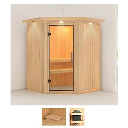 Karibu Sauna »Larin« Set, ohne Ofen naturbelassen
