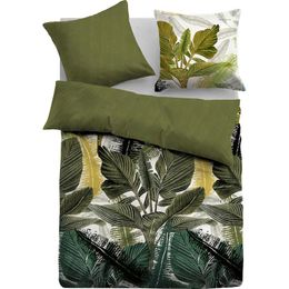 Tom Tailor HOME Wendebettwäsche »PALM LEAVES« 2 Stk. tlg. mit Palmblättern im Digitaldruck forest Obermaterial: 100% Baumwolle B/L: 155 cm x 220 cm