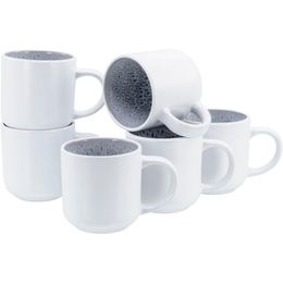 OTTO HOME Becher »modernes 6-teiliges Kaffeebecher-Set Lykk« hohe Haltbarkeit, spülmaschinen- & mikrowellengeeignet, Reaktivglasur weiß/stone
