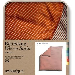 Schlafgut Bettbezug »Woven Satin Fade mit feinen Streifen« mit Farbverlauf, Mix & Match: passender Kissenbezug erhältlich Grey Light / Red Mid...