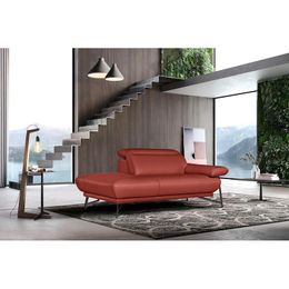 Egoitaliano Ottomane »Anais, erstklassiges Designsofa, Breite 179 cm, Fußfarbe schattengrau« Kopfteil verstellbar, Leder BULL, marsala marsala