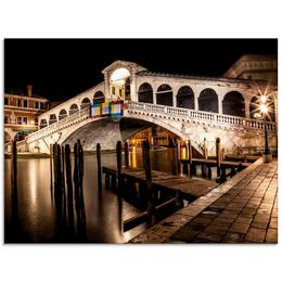 Artland Glasbild »Venedig Canal Grande & Rialto Brücke II« Brücken 1 Stk. tlg. in verschiedenen Größen Farbe Bild(er): braun