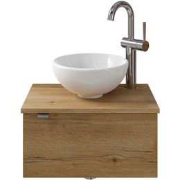 SAPHIR Waschtisch »Serie 6915 Waschschale mit Unterschrank für Gästebad, Gäste WC« Keramik-Aufsatzbecken, Waschtischplatte, Waschtischunterschrank,...