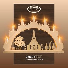 Weigla LED Schwibbogen &raquo;Seiffener Kirche, Lichterbogen aus Holz, NATUR, Made in Germany&laquo; 1 Stk. Erzgebirge garantiert, Weihnachtsdeko Innen,...